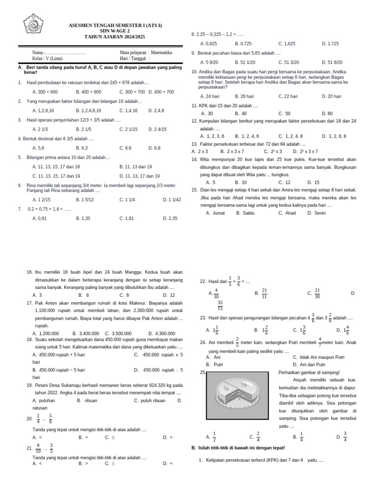 STS MTK KELAS 5 Ok | PDF