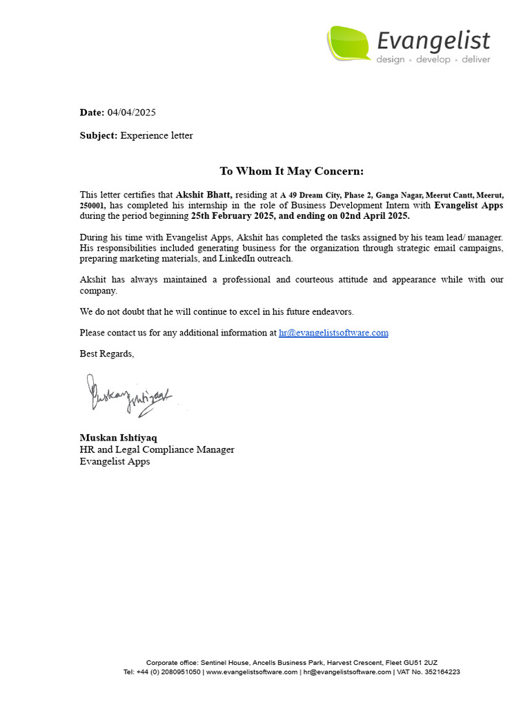Old Evangelist Experience Letter | PDF