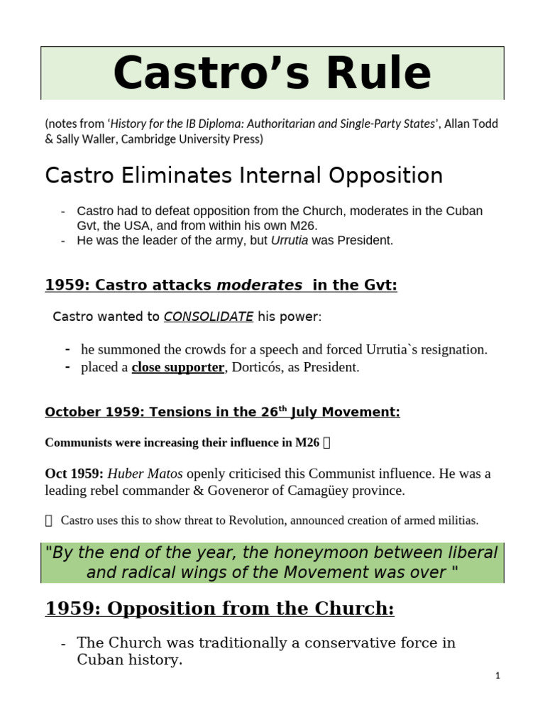 12 - Authoritarian States - Castro S Rule | PDF | Fidel Castro | Cuba