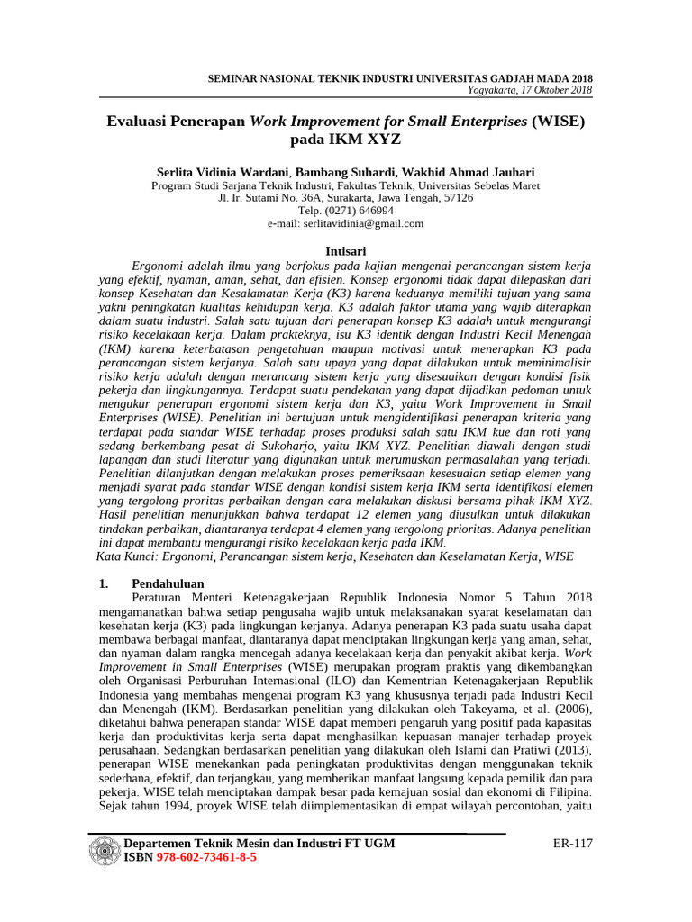 Evaluasi Penerapan Work Improvementfor Small Enterprise | PDF