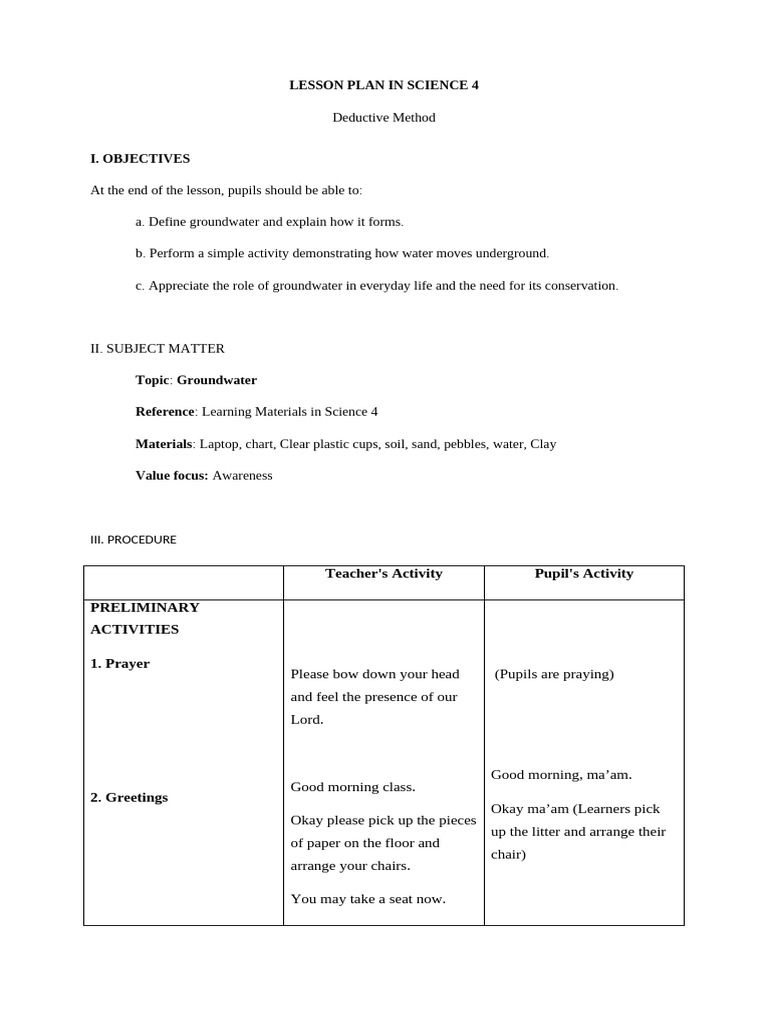DLP 5Es (Science- Groundwater)-1 | PDF | Groundwater | Water