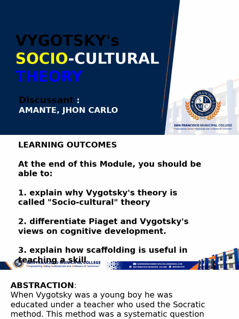 Vygotsky's Socio-Cultural Theory Explained | PDF | Cognitive ...