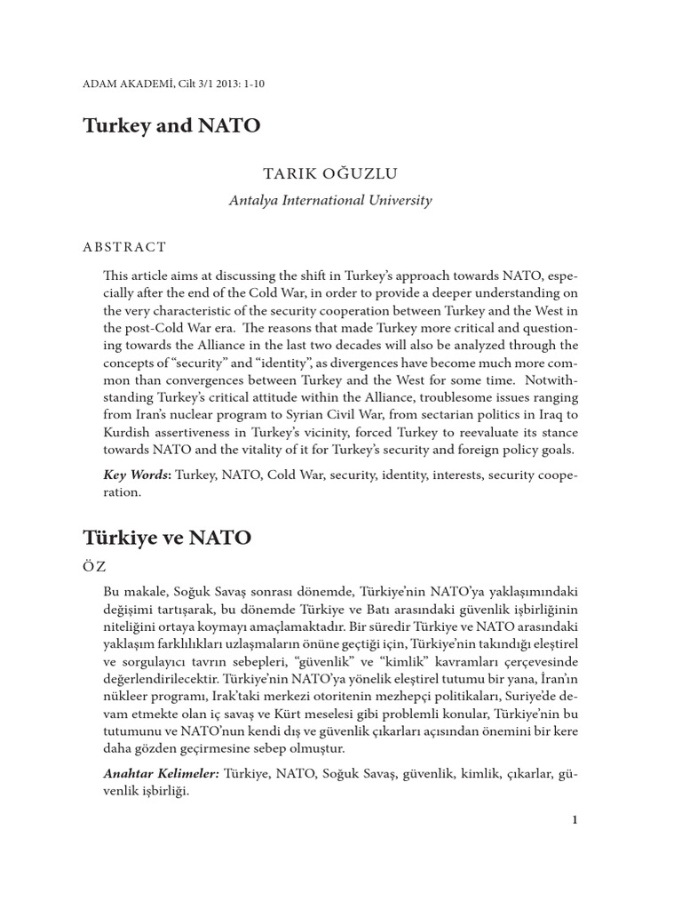 Turkey's Evolving NATO Relations | PDF | Nato | Turkey