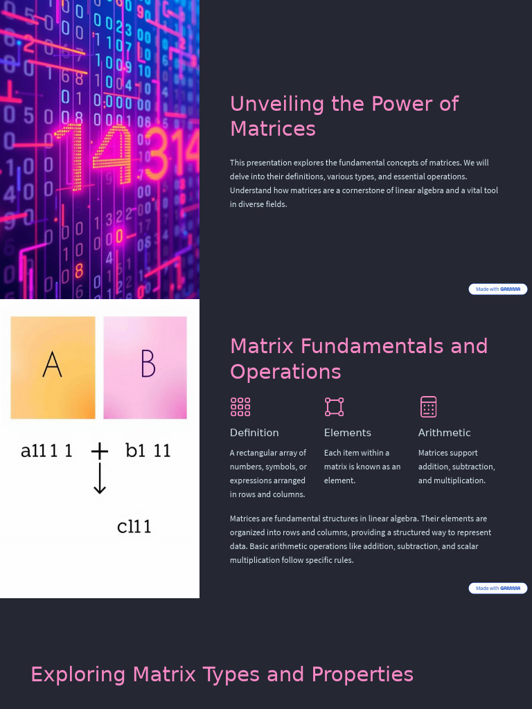 Unveiling the Power of Matrices | PDF | Matrix (Mathematics) | Determinant