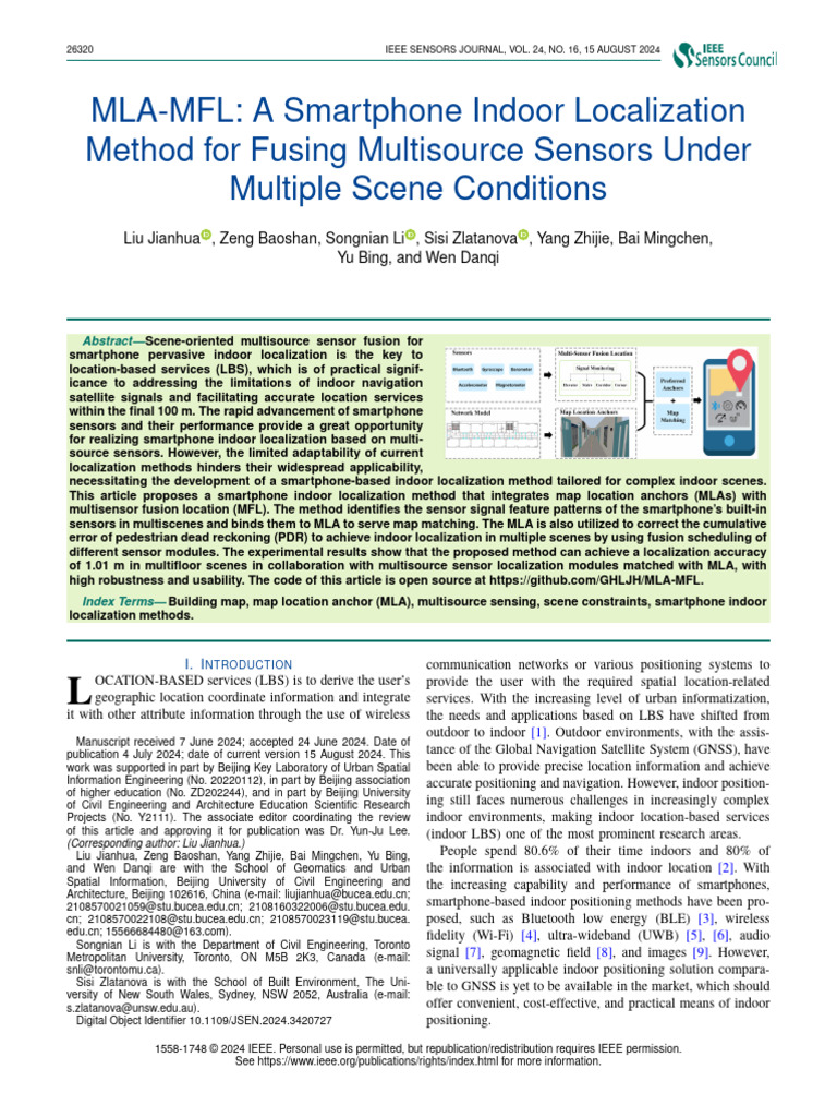 MLA-MFL A Smartphone Indoor Localization Method For Fusing Multisource Sensors Under Multiple ...