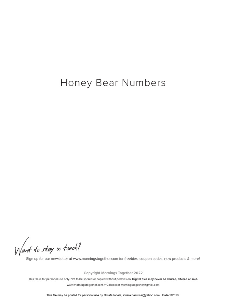 Honey Bear Numbers | PDF