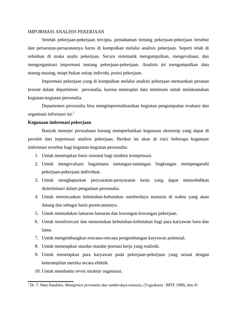 Analisis Pekerjaan | PDF