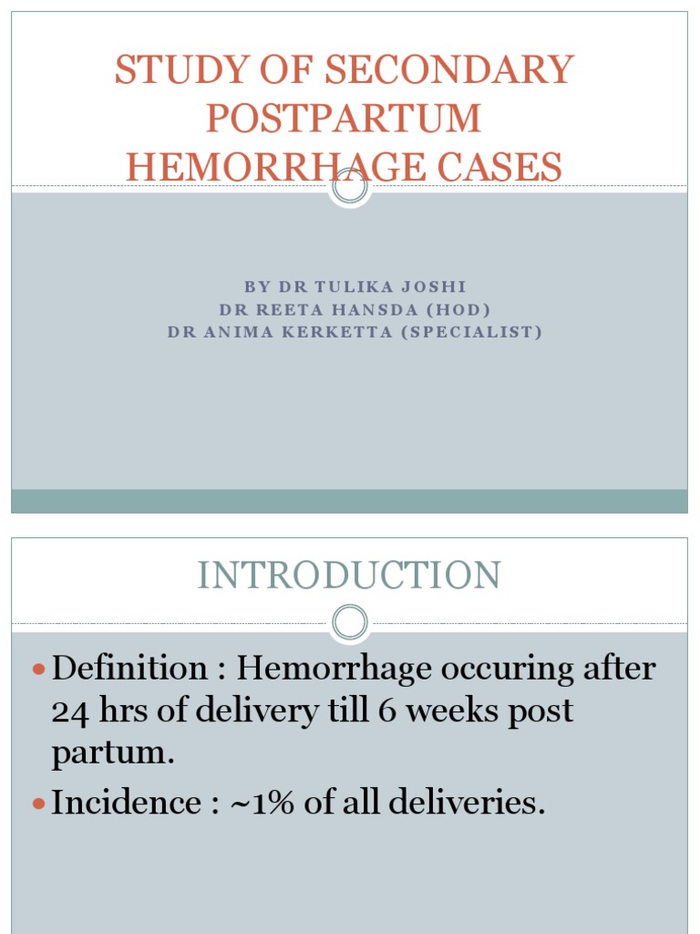 Study of Secondary Postpartum Hemorrhage Cases1 | PDF | Surgery ...