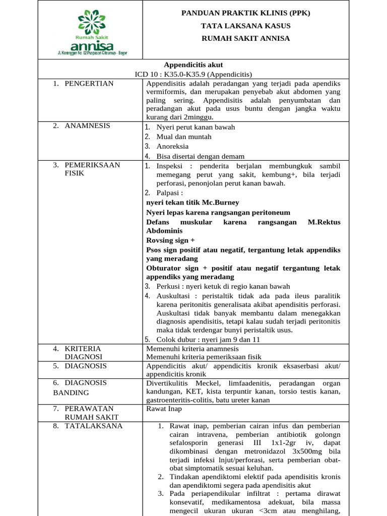 PPK Appendicitis | PDF