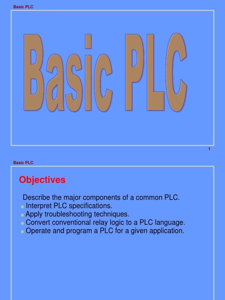 Basic PLC | PDF | Programmable Logic Controller | Signal (Electrical ...