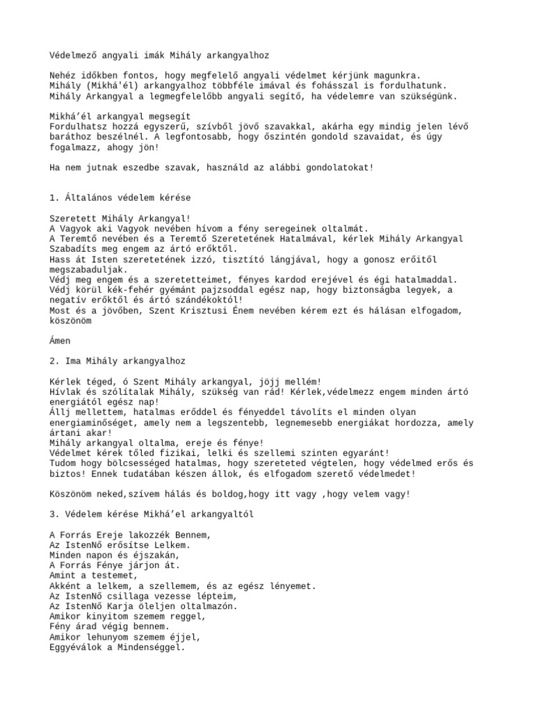 Védelmező Angyali Imák Mihály Arkan | PDF