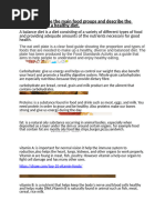 Year 8 Food and Nutrition Worksheet | PDF