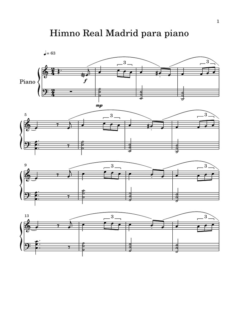 Himno Real Madrid para Piano | PDF
