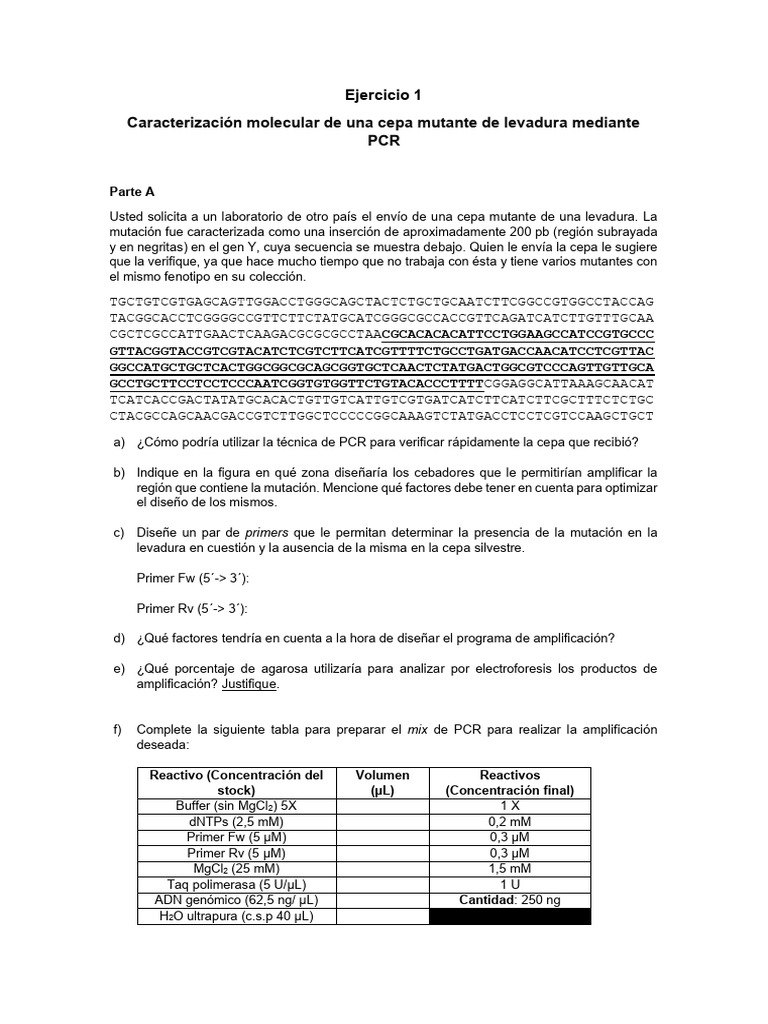 Ejercicios Mod1 y Mod2 2025 | PDF | Reacción en cadena de la polimerasa | Primer (Biología ...