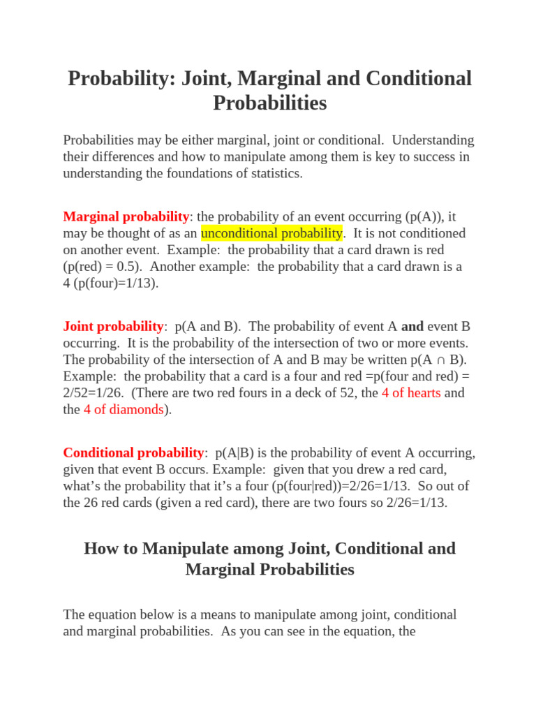 Joint and Marginal Probability | PDF | Probability | Statistical Theory