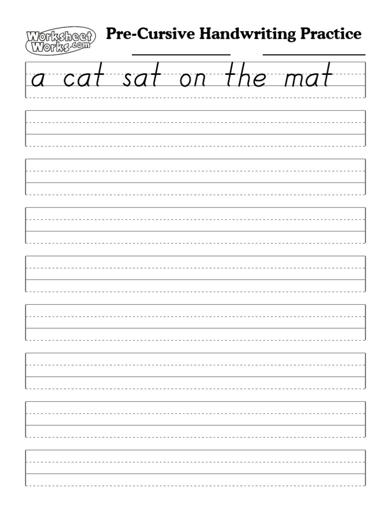 WorksheetWorks PreCursive Handwriting Practice 1 | PDF