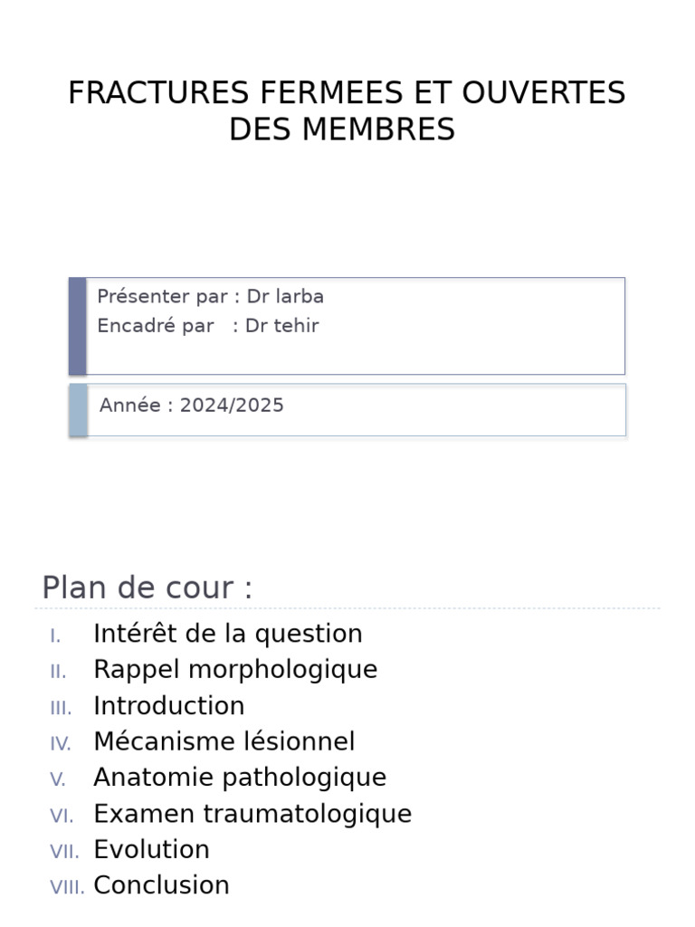 Fractures Fermées et Ouvertes des Membres | PDF | Os | Maladies et troubles