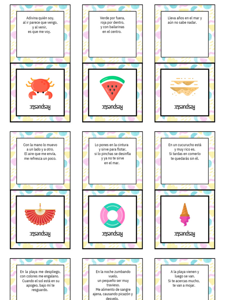 Adivinanzas Verano | PDF