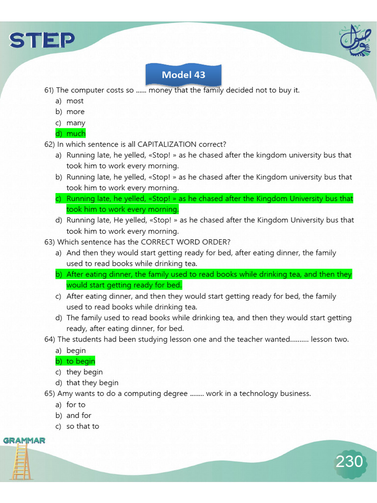English Grammar Practice Questions | PDF
