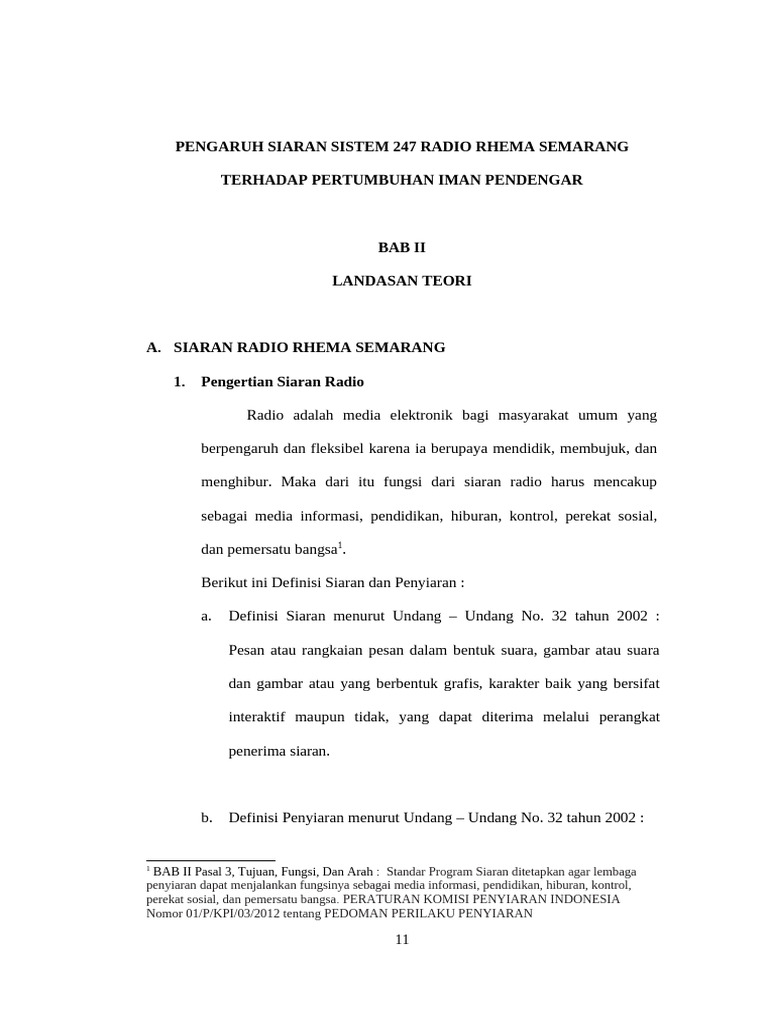 Pengaruh Radio Rhema pada Iman Pendengar | PDF