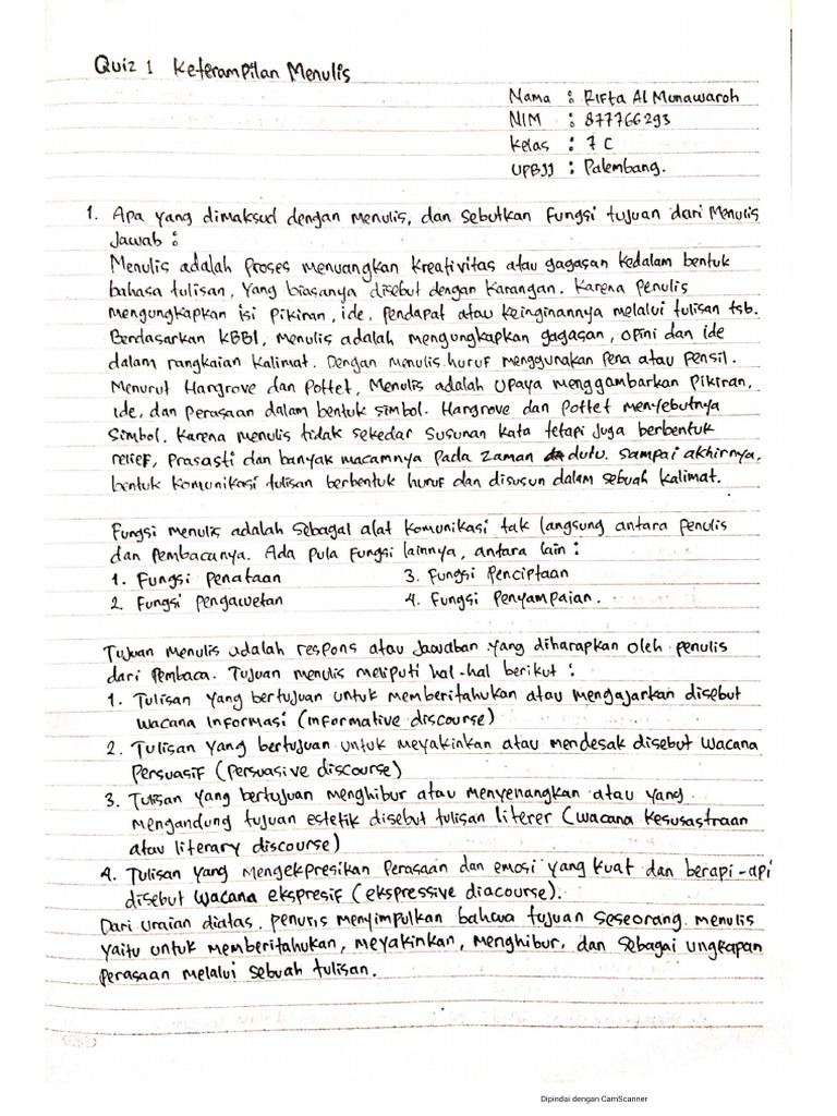 quis 1 Keterampilan menulis | PDF