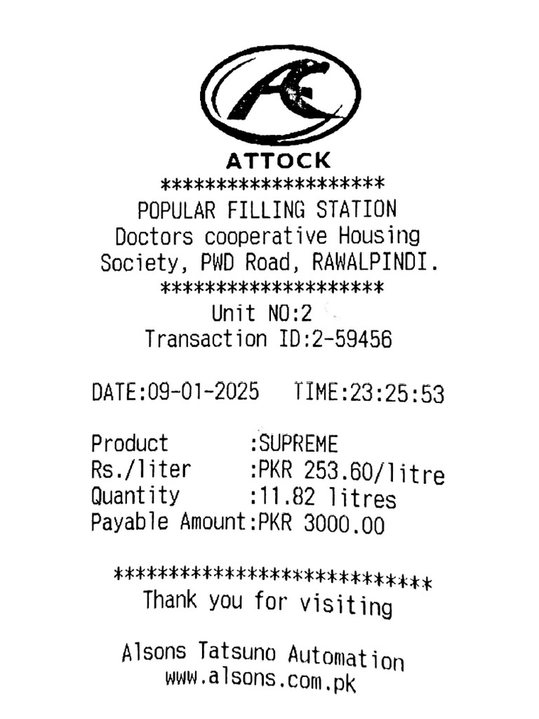 Fuel Receipts Jan 2025 | PDF