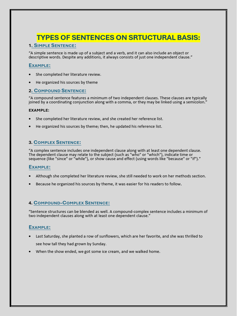 Types of Sentences Explained | PDF