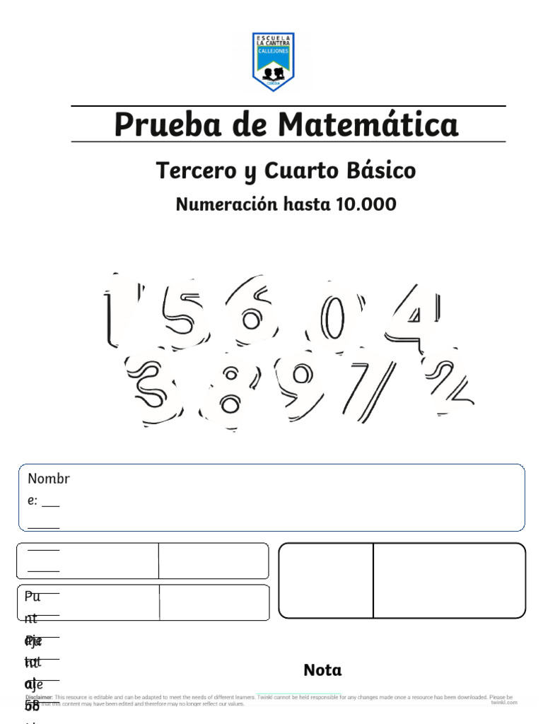 Prueba Matematica | PDF