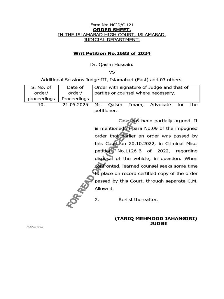 Islamabad High Court Writ Petition Update | PDF