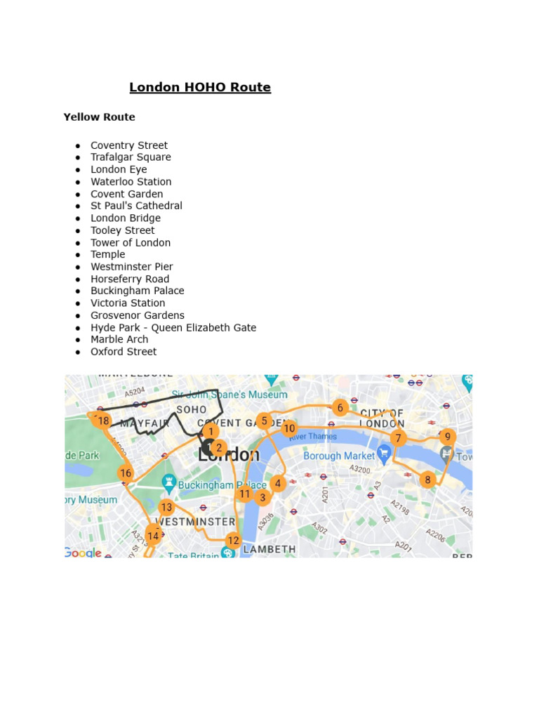 London HOHO Route With Night Tour | PDF