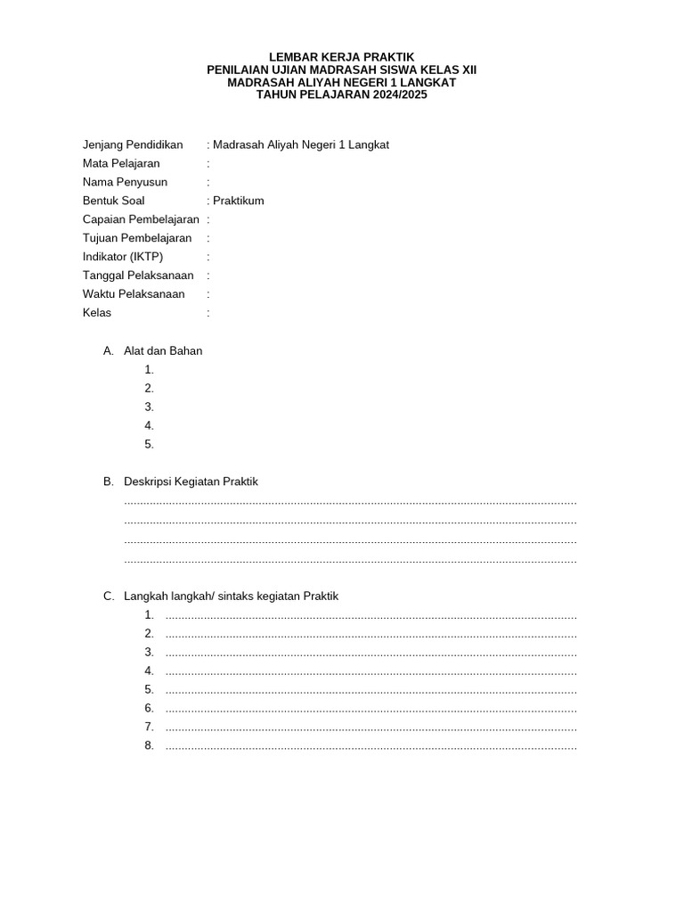 LKPD Dan Rubrik Penilaian Praktik UM 2025 | PDF