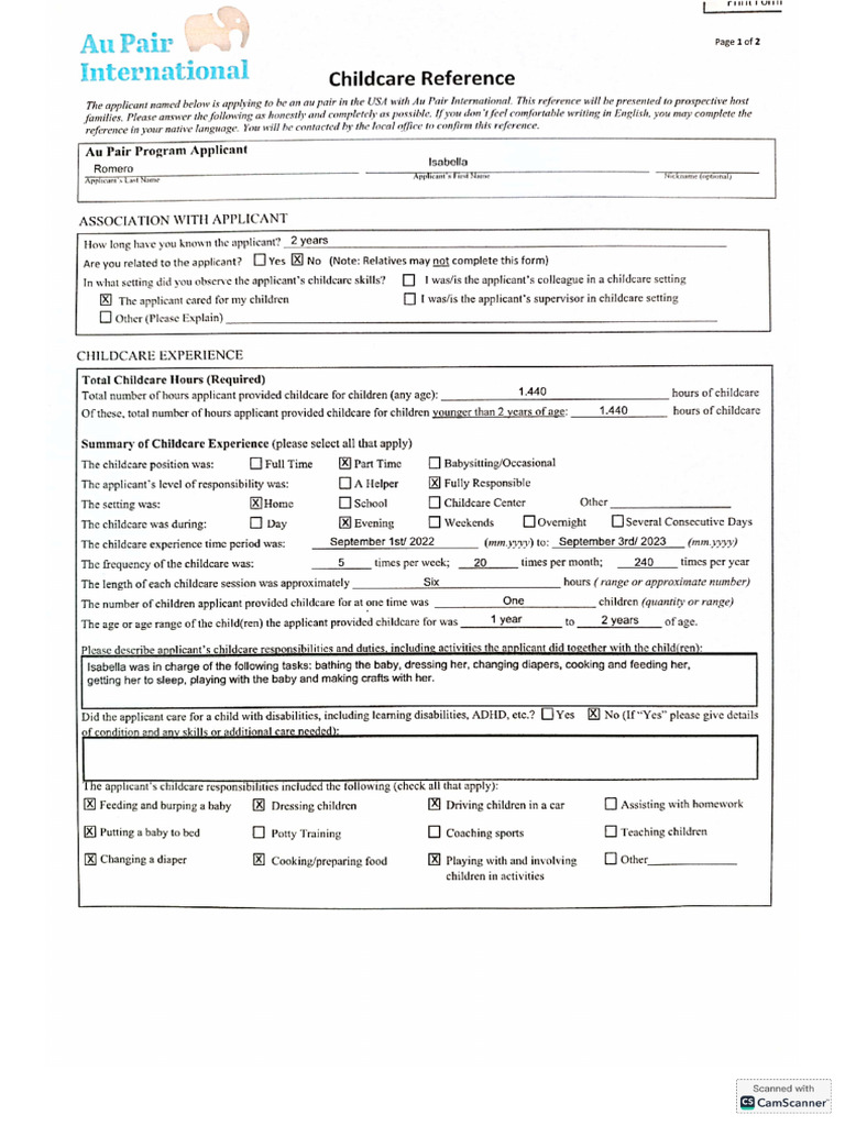 Childcare Form 2 | PDF