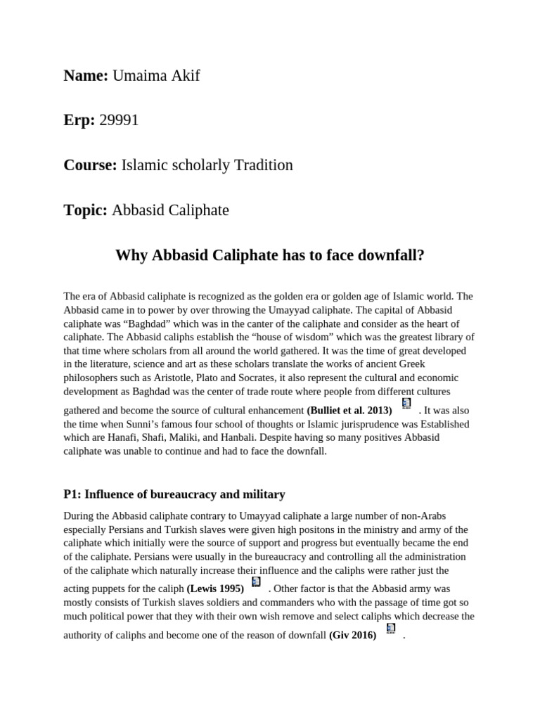Why Abbasid Caliphate. UMAIMA AKIF | PDF | Caliphate | Baghdad