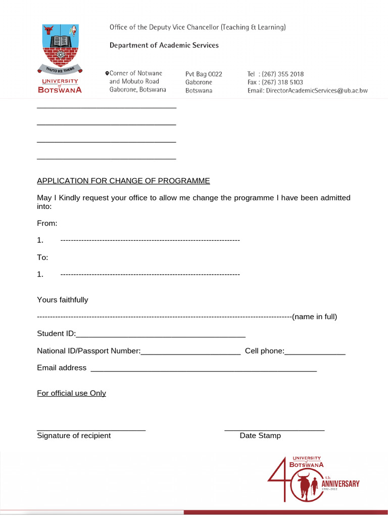 Course Change Application Form | PDF
