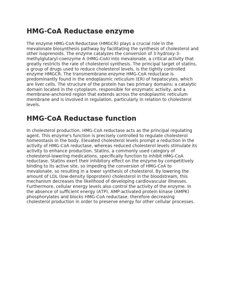 HMG Coa Statin | PDF | Cholesterol | Statin