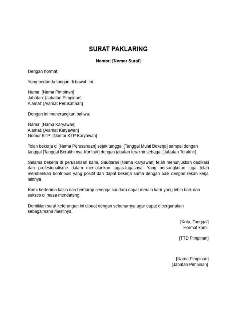 Surat Parklaring | PDF