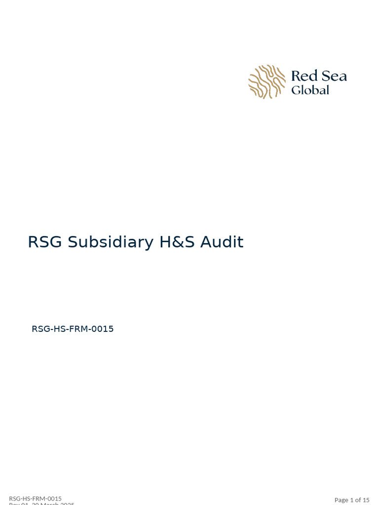 RSG-HS-FRM-0015 - RSG Subsidiary H&S Audit - 01 | PDF | Auditor's ...