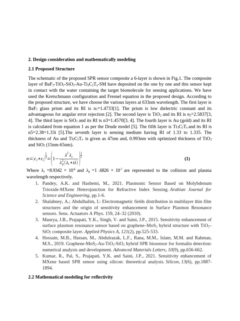 conference paper Design consideration and mathematically modeling | PDF | Surface Plasmon ...