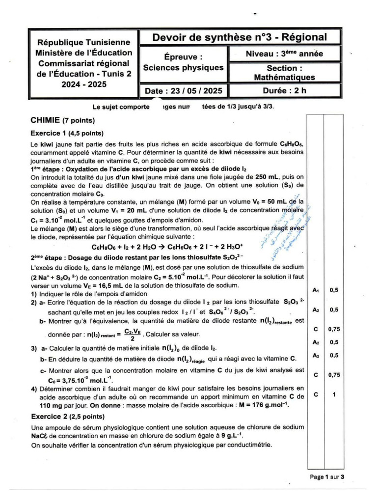 Synth 3 3math Tunis | PDF