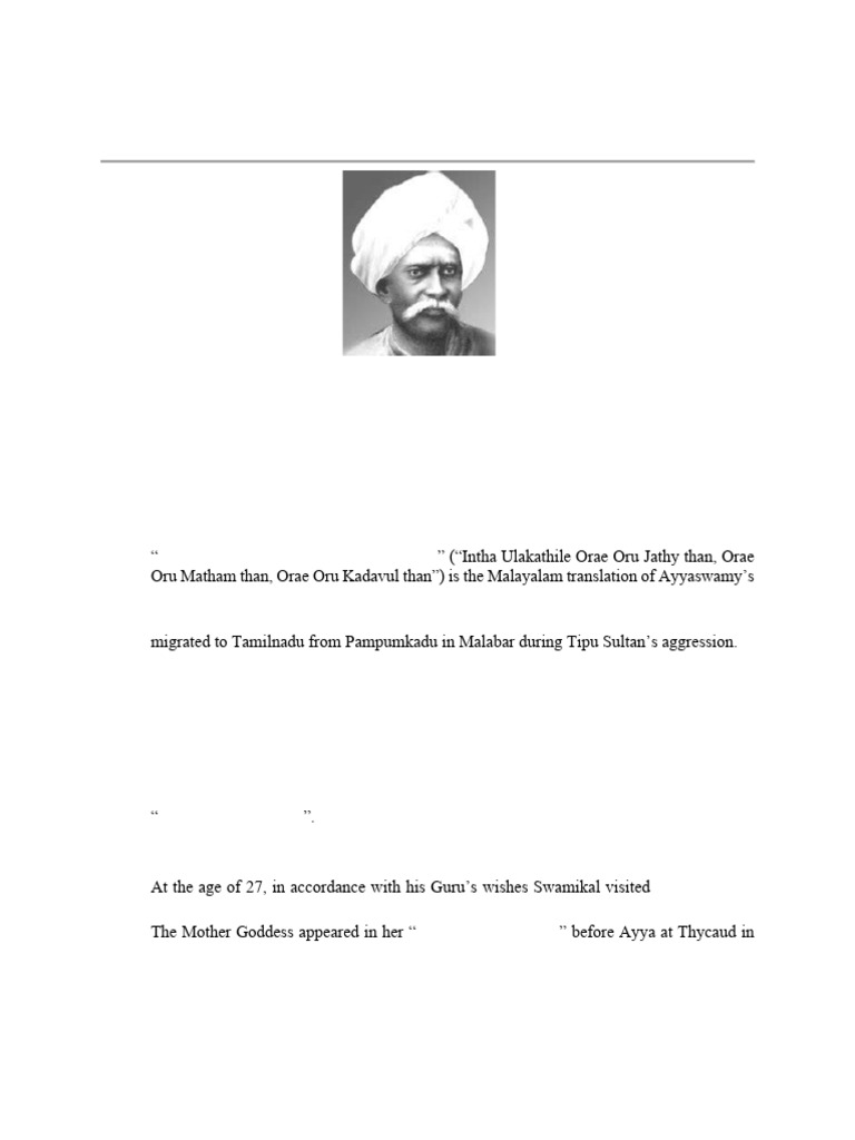Life and Legacy of Thycaud Ayya | PDF | Indian Religions | Spirituality