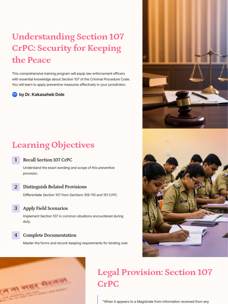 Understanding Section 107 CrPC Security for Keeping the Peace | PDF | Bail | Magistrate