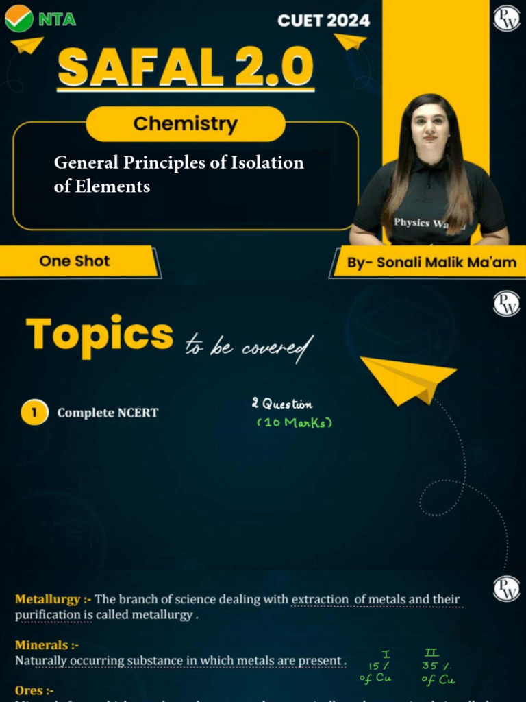 General Principles of Isolation of Elements (One Shot) - Class Notes ...