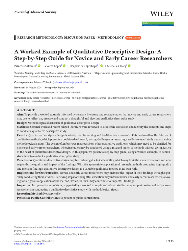 A Worked Example of Qualitative Descriptive Design | PDF | Qualitative Research | Methodology