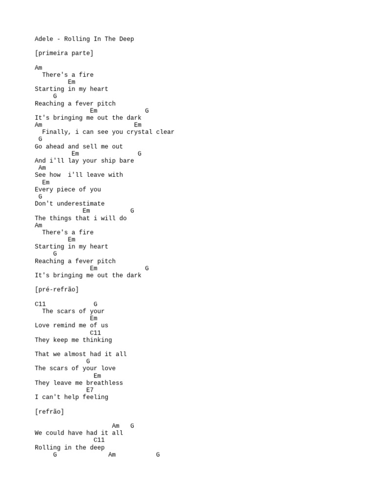 Adele - Rolling in The Deep | PDF | Adele