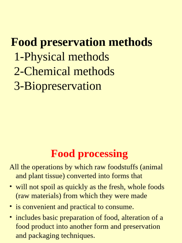Physical Food Preservation Methods | PDF | Food Preservation | Foods