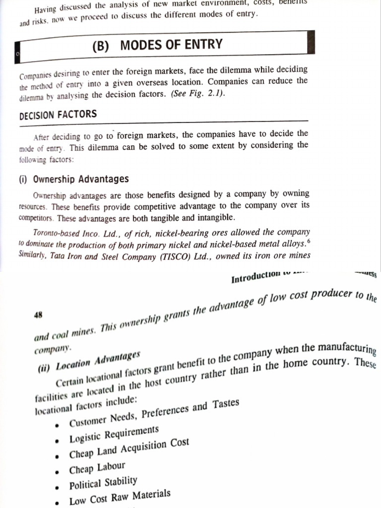 Modes of Entry - IB | PDF