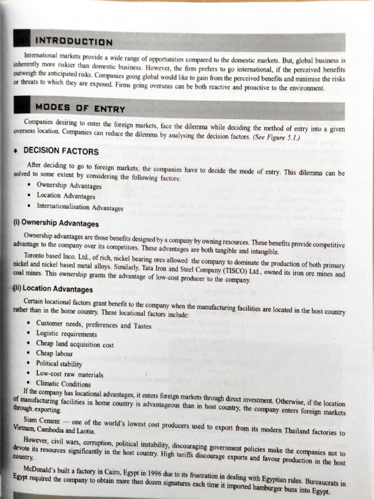 Modes of Entry IB | PDF