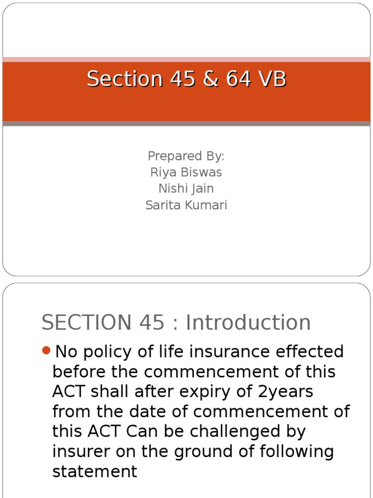 Section 45 & 64 VB | PDF | Insurance Policy | Insurance