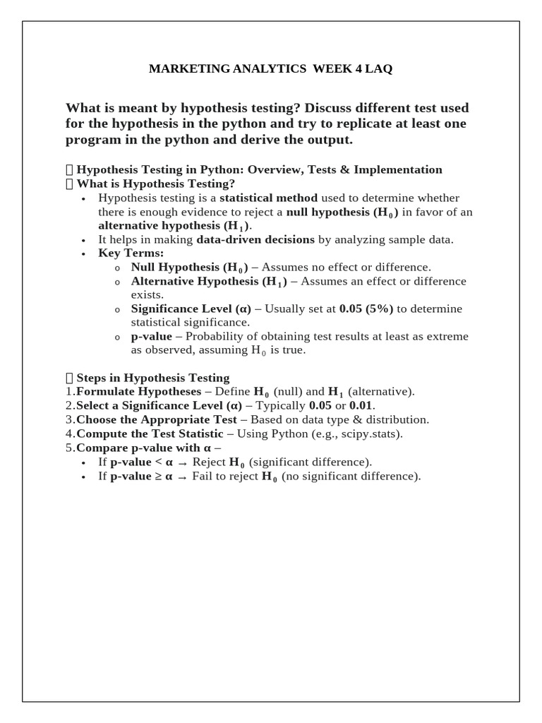 Rakshana SN - LAQ Week 4 MA | PDF | P Value | Hypothesis
