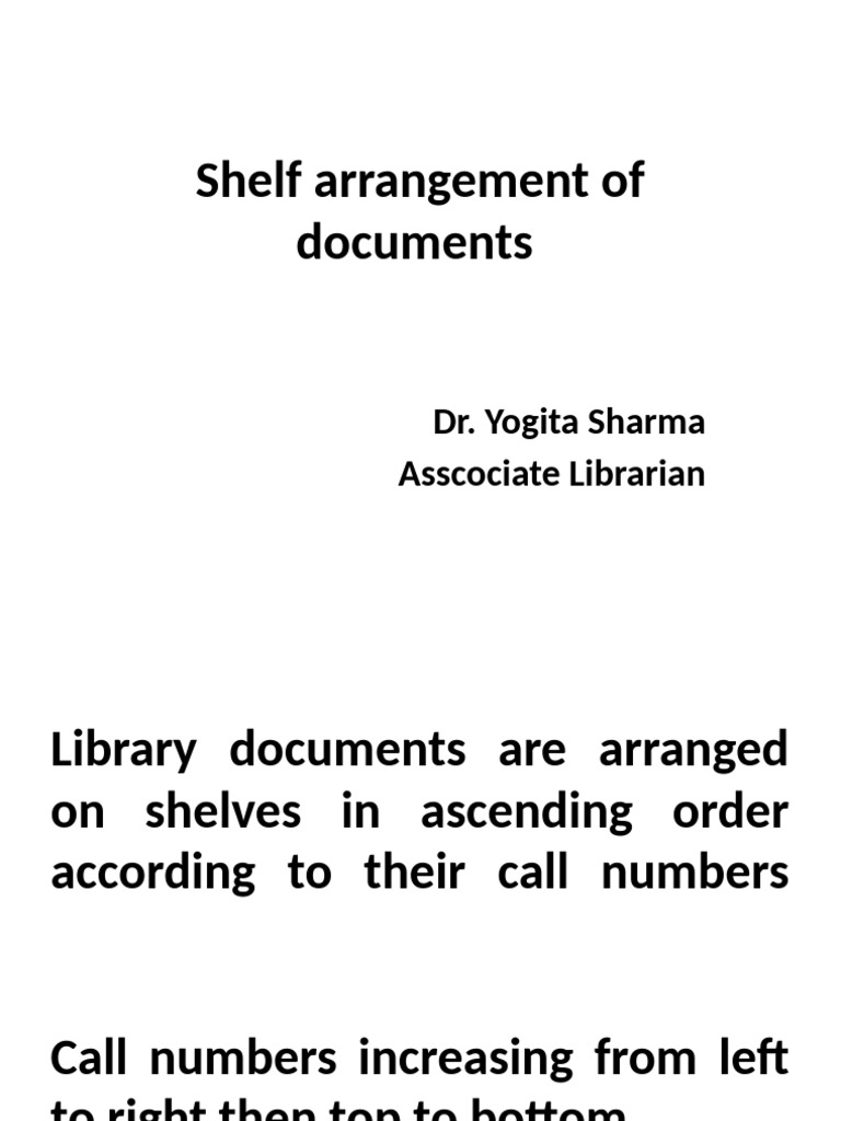 Shelf Arrangement | PDF